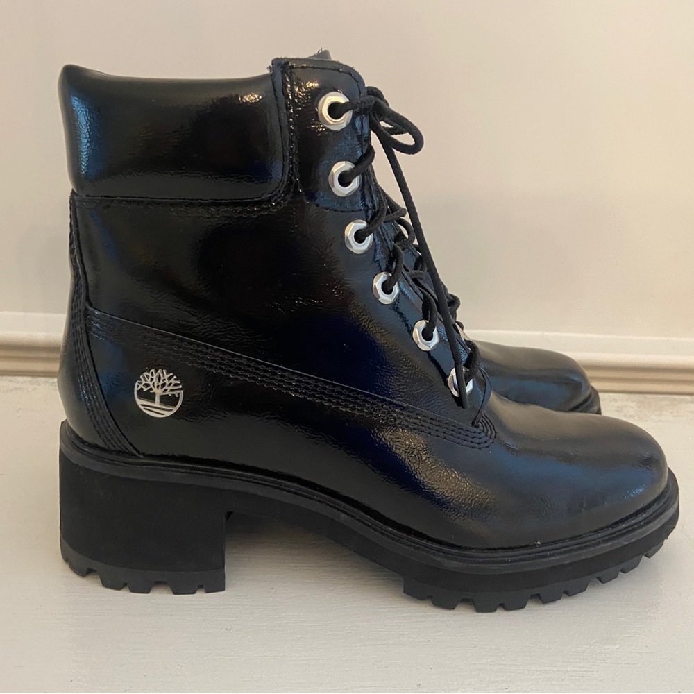 Timberland Black Patent Leather Combat Boots - Gem